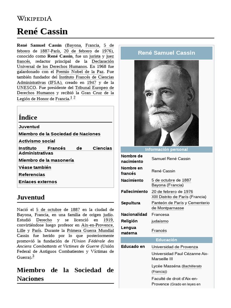 René Cassin: Nobel y Derechos Humanos | PDF | Historia