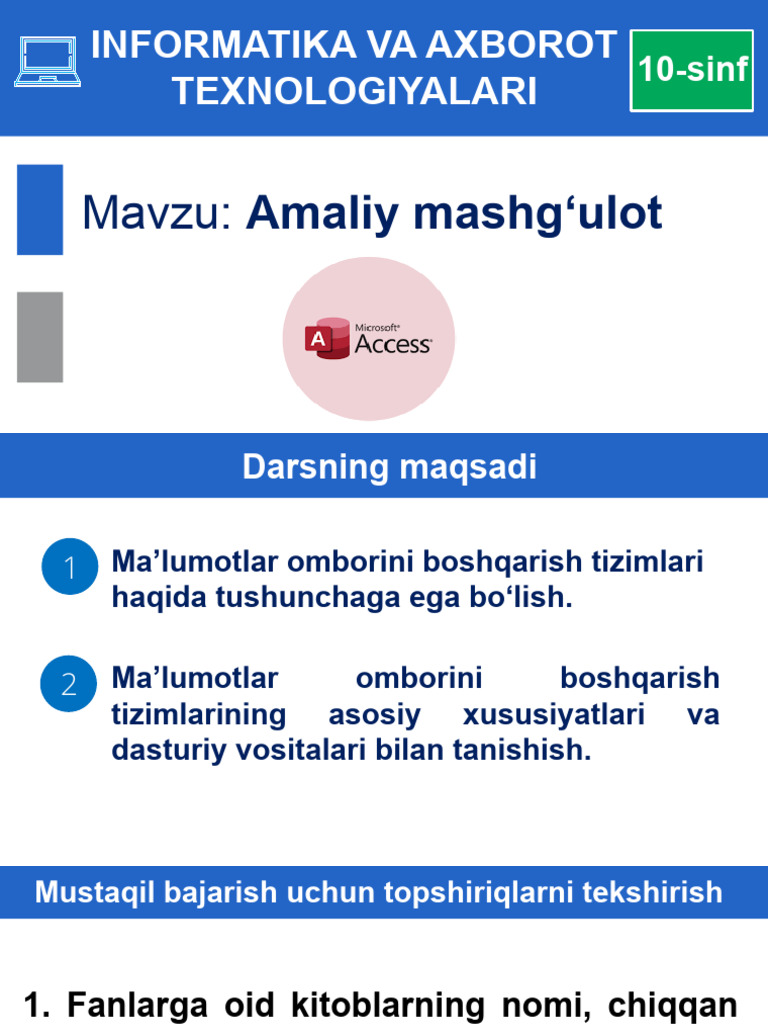 15-Dars. Amaliy Mashg'ulot | PDF
