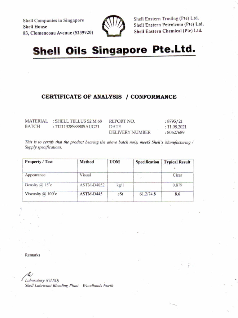 Shell Tellus S 2 M 68 | PDF