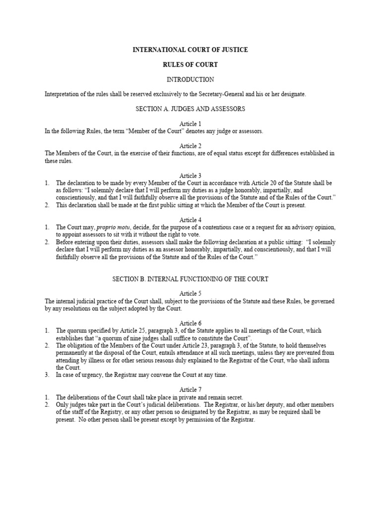 Final Rule of Procedure ICJ | PDF