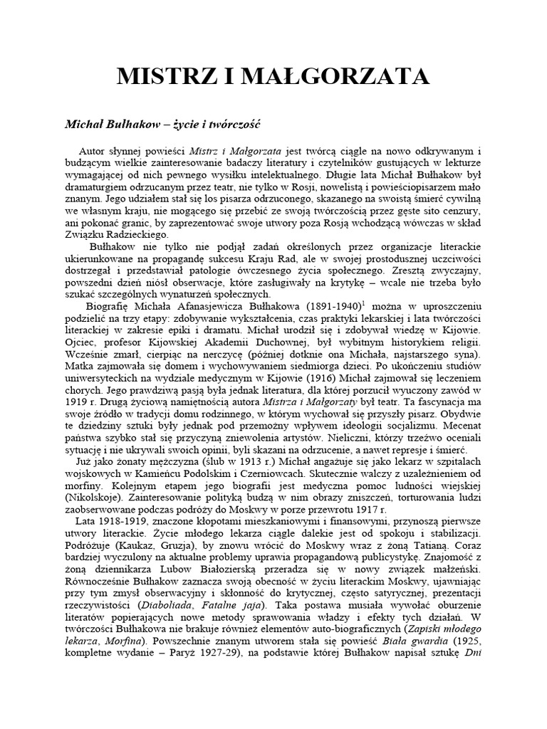 Mistrz I Małgorzata | PDF