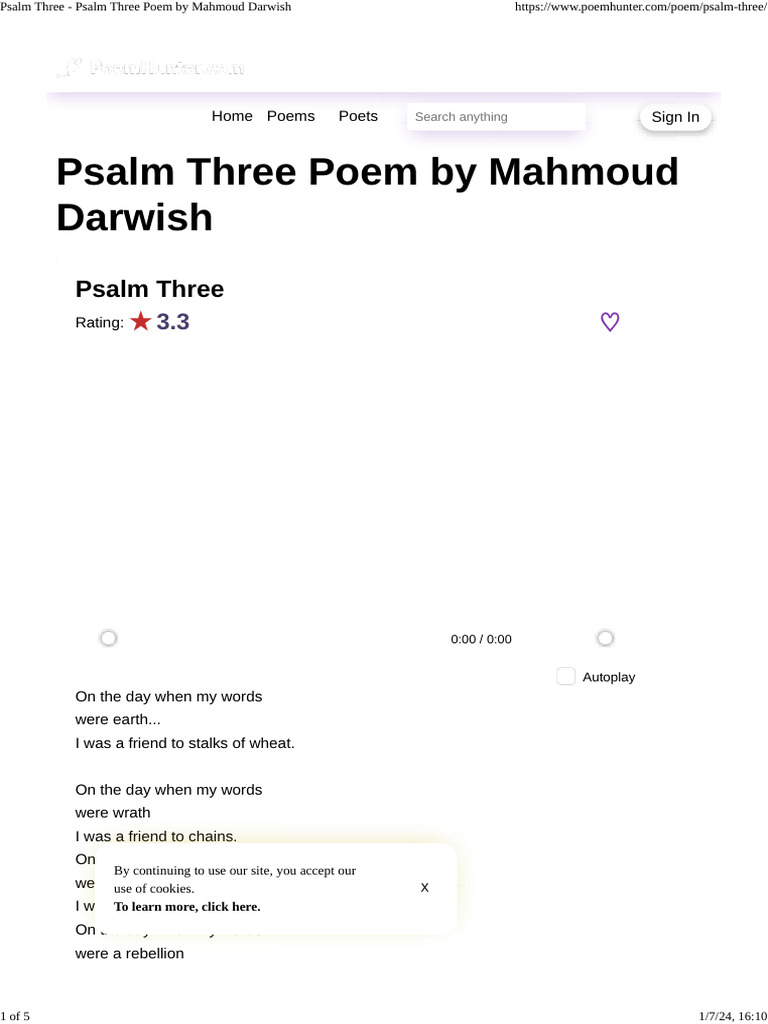 Psalm Three - Psalm Three Poem by Mahmoud Darwish | PDF