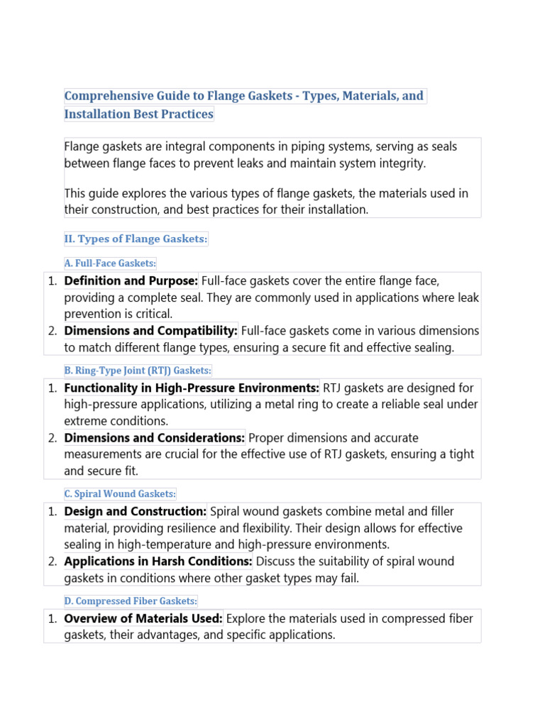 Comprehensive Guide To Flange Gaskets - Types, Materials, and ...