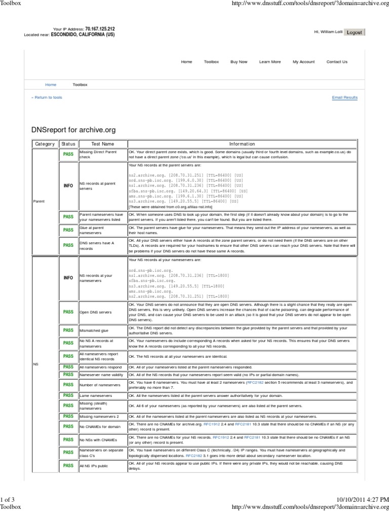 Category Status Test Name Information | PDF | Internet Standards ...