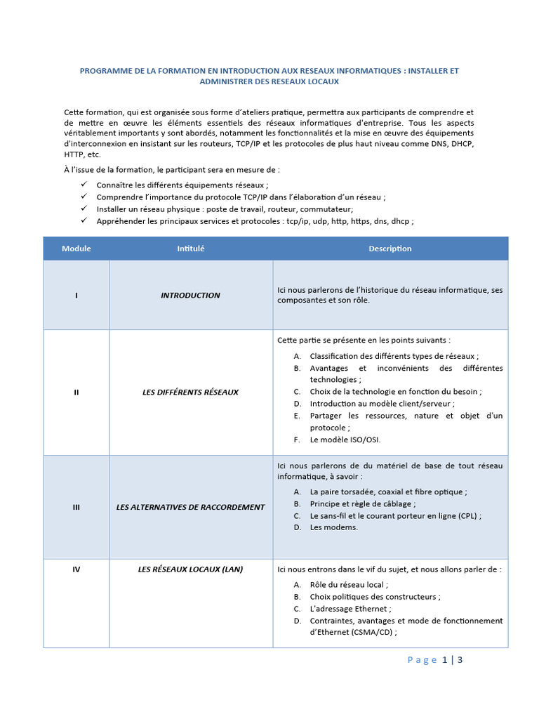 Formation - Introduction Au Reseau Informatique | PDF