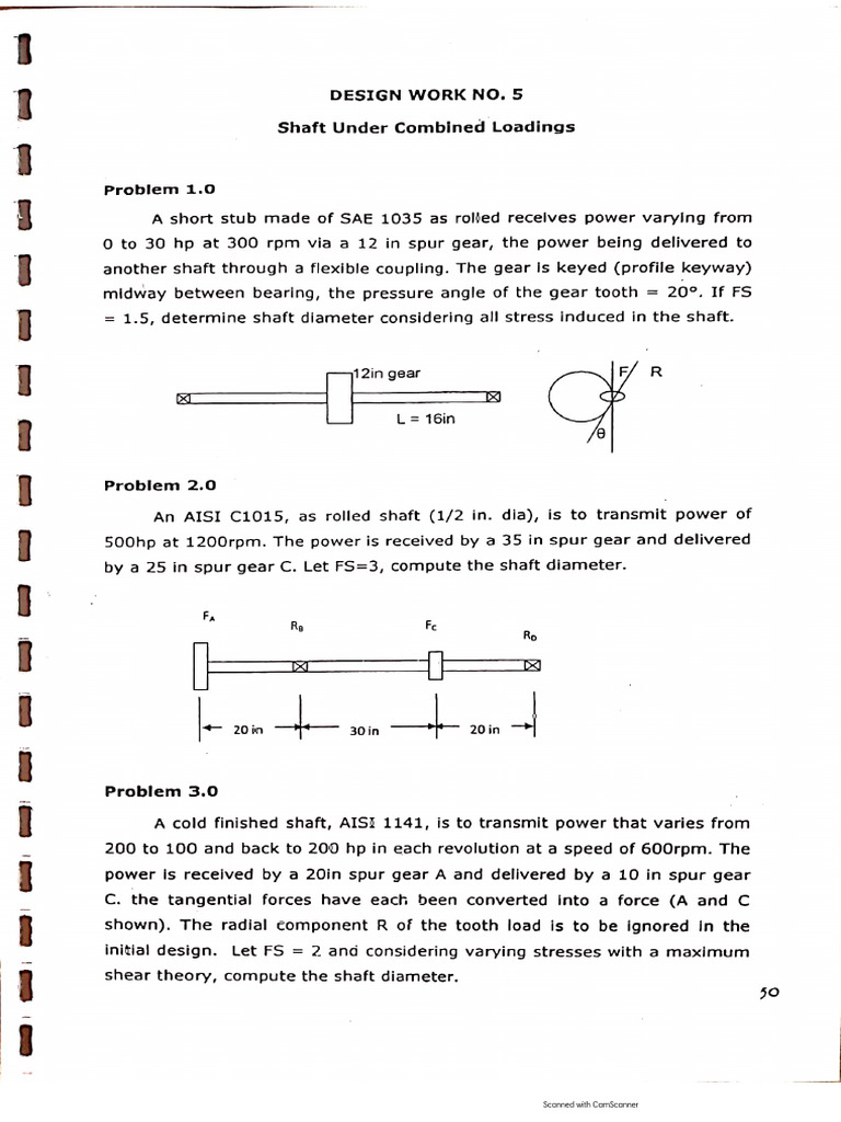 MD1 - Design Work 5 - Shaft Under Combined Bending and Torsion | PDF