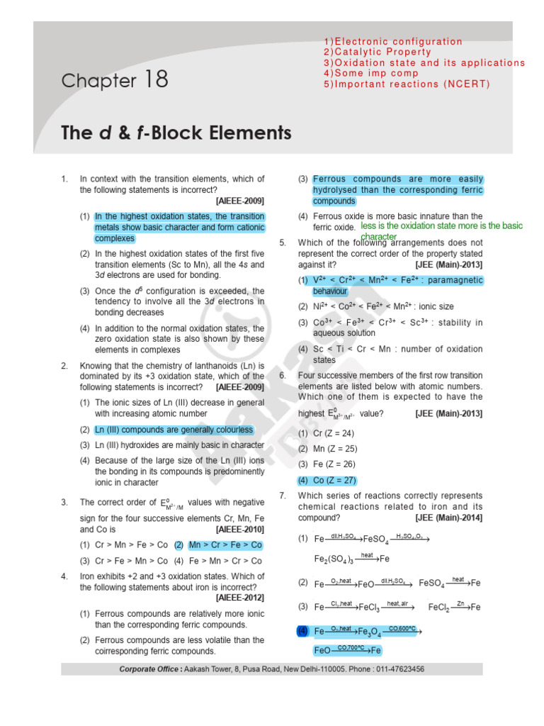 D - F-Block Elements Archieve | PDF | Lanthanide | Chromium