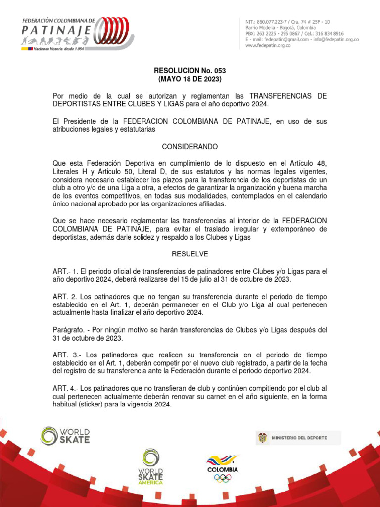 Resolucion 053 Transferencias 2024 | PDF