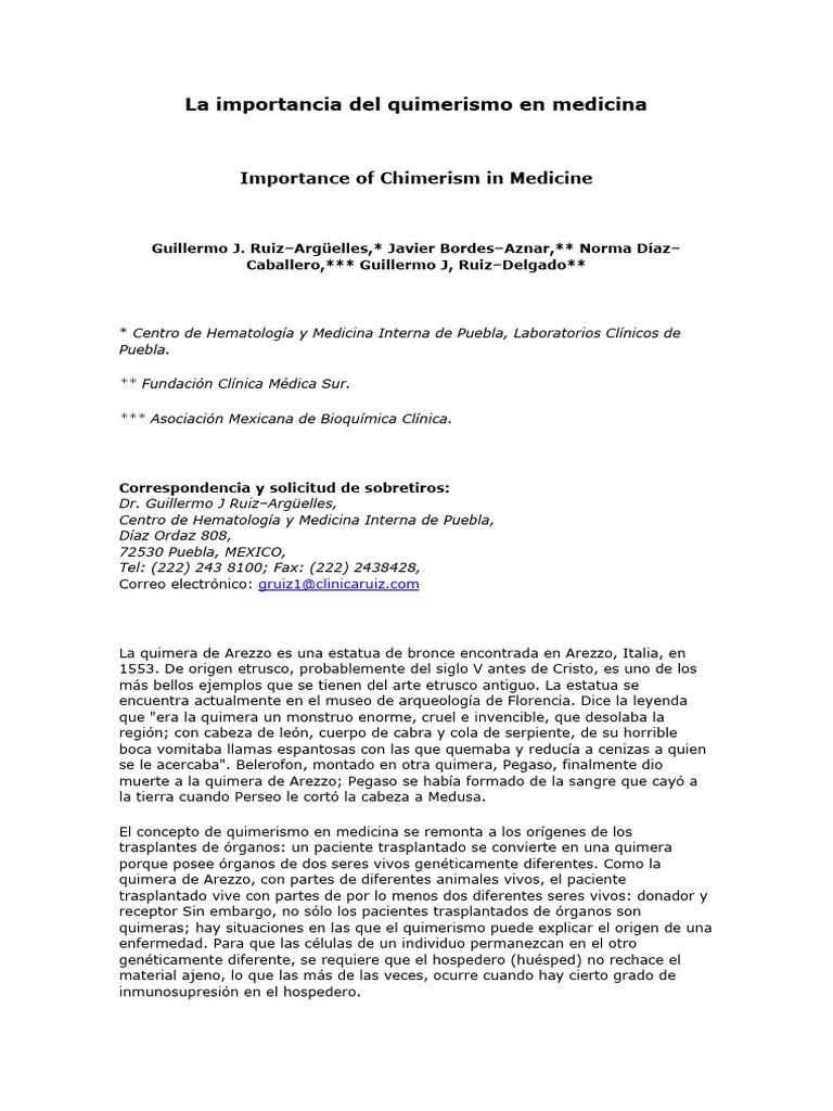 La Importancia Del Quimerismo en Medicina | PDF | Sistema inmune | Medicina