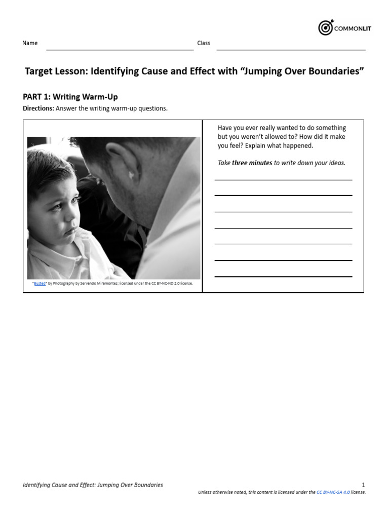 Jumping Over Boundaries Target Lesson STUDENT COPY | PDF | Creative ...