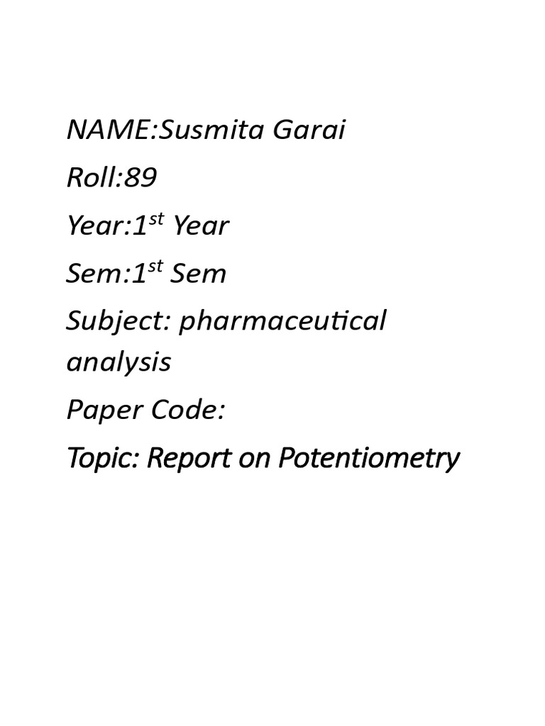 Susmita PDF | PDF | Titration | Chemistry