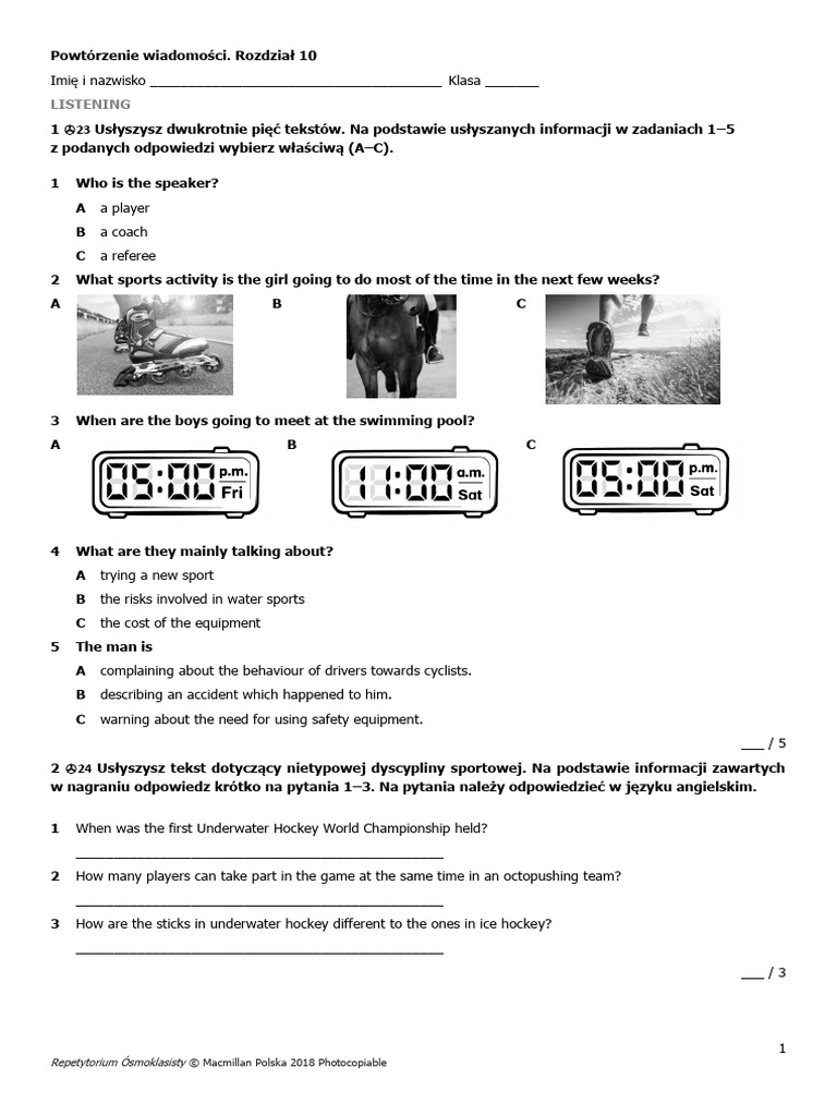 J.angielski Klasa VIII Lekcja 17 | PDF