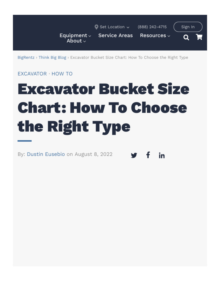 Excavator Bucket Size Chart - How To Choose The Right Type BigRentz | PDF