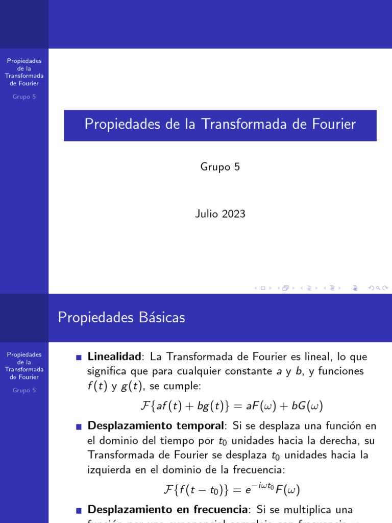 Propiedades Transformada de Fourier | PDF
