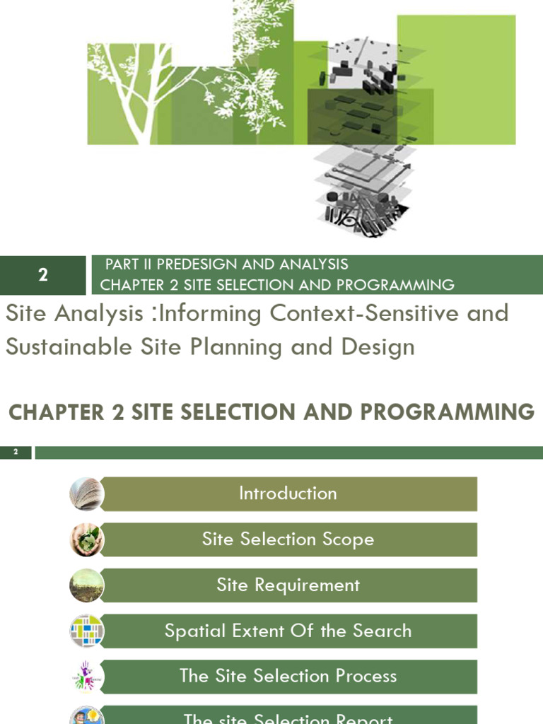 Site Selection for Sustainable Design | PDF | Art | Technology & Engineering