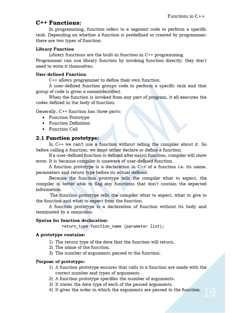 Functions in C++ | PDF | Parameter (Computer Programming) | C++