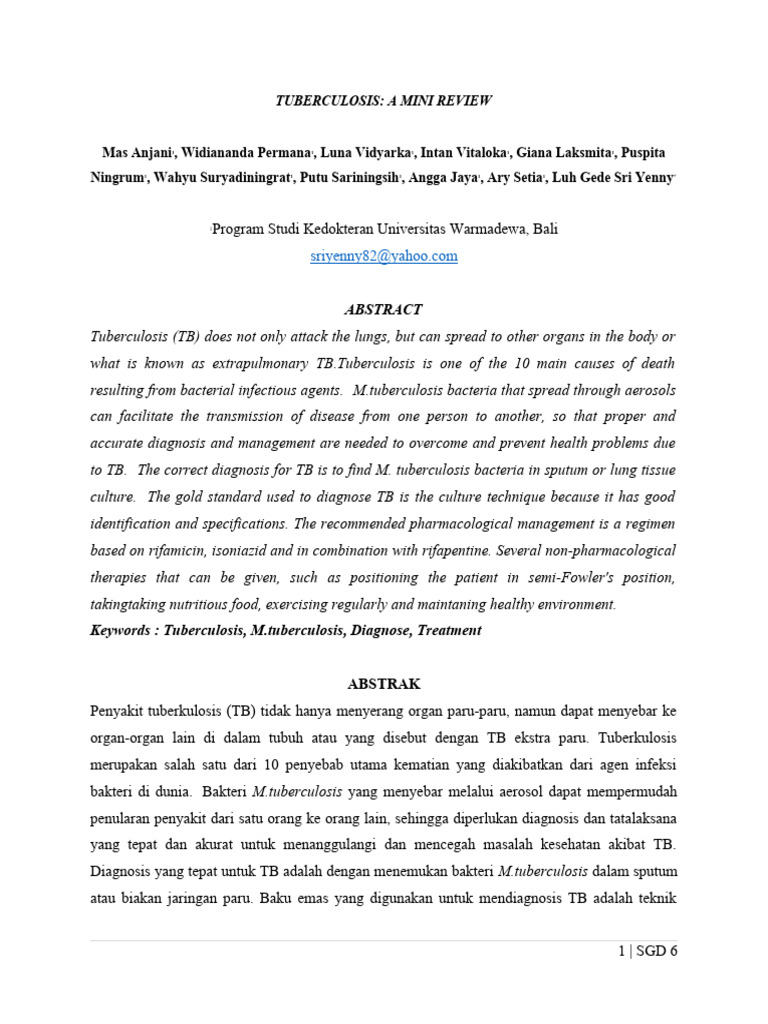 Mini Review Tuberkulosis | PDF