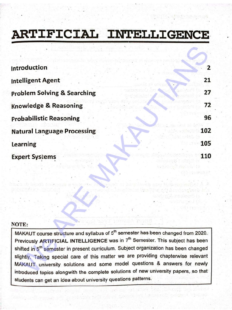 Artificial Intelligence Makaut Organizer | PDF