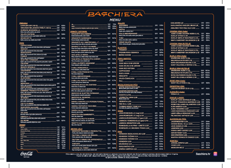 Baschiera Menu | PDF