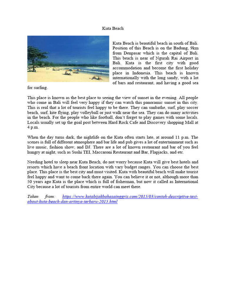 Literacy Describe Tourist Attractions | PDF