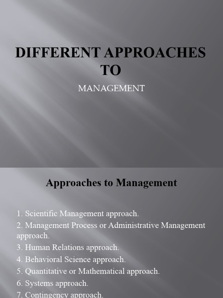 Different Approaches to Management | PDF