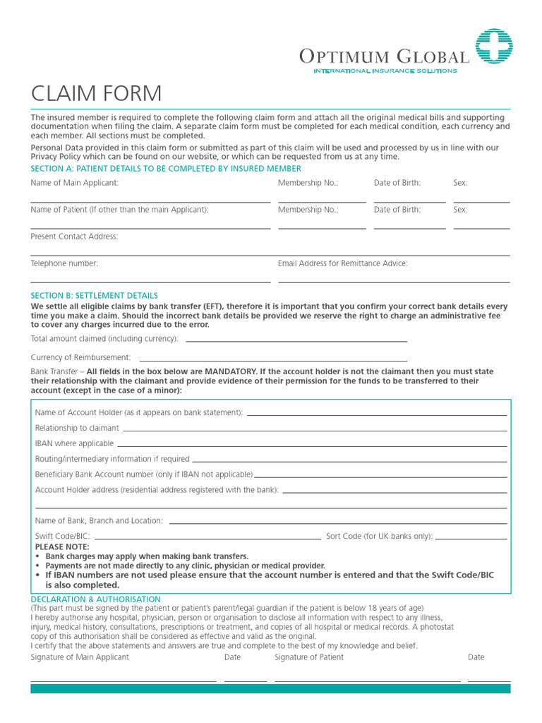 Health Insurance Claim Form | PDF