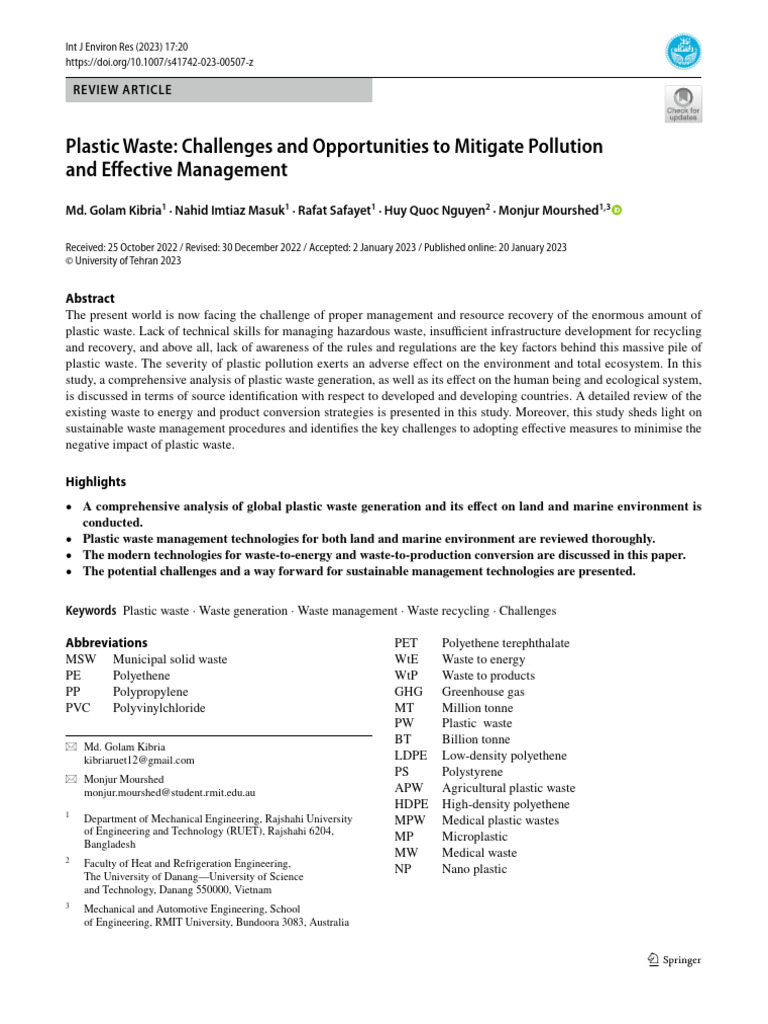 Plastic Waste-Mitigate Pollution | PDF