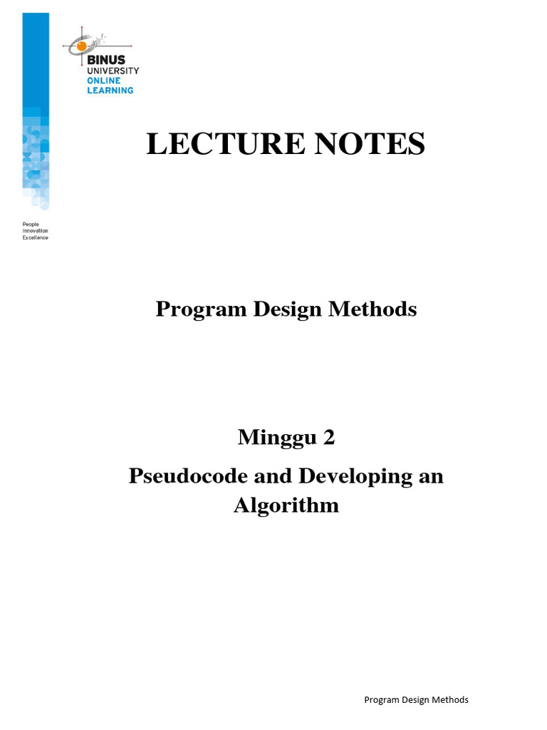 LN 02 - Pseudocode and Developing An Algorithm | PDF