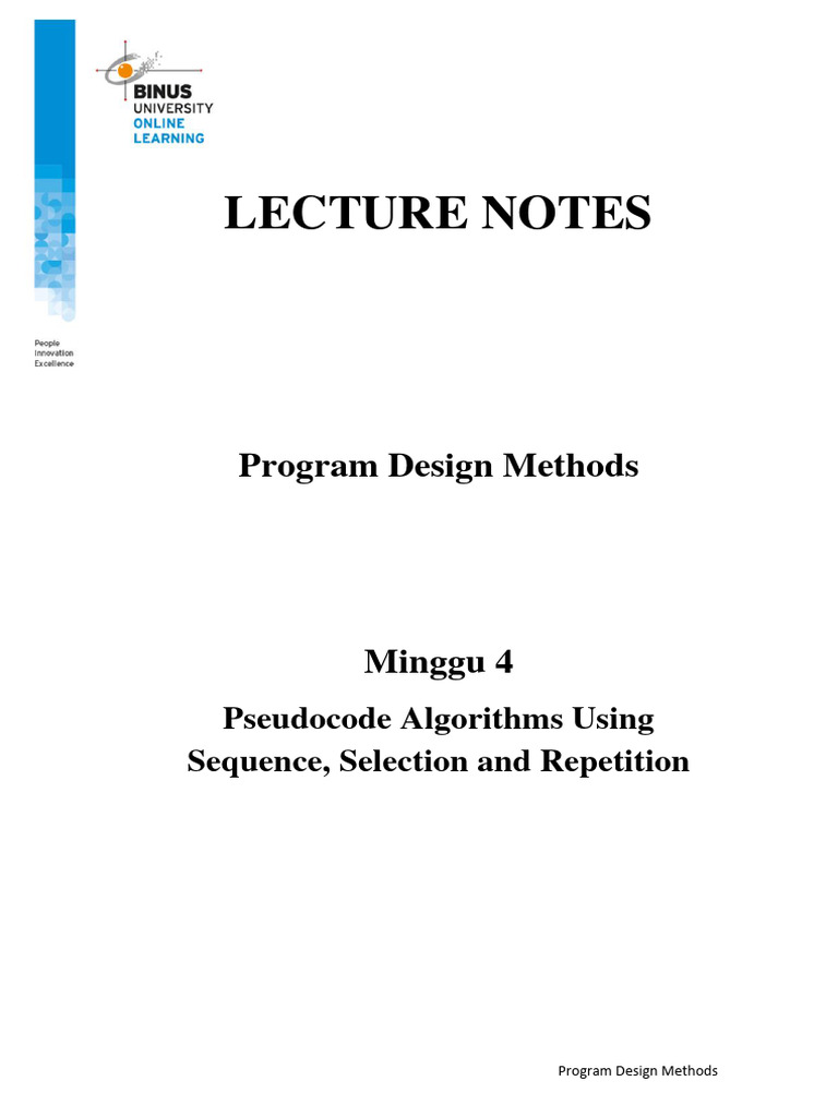 Pseudocode Algorithms Using Sequence Selection And Repetition Pdf