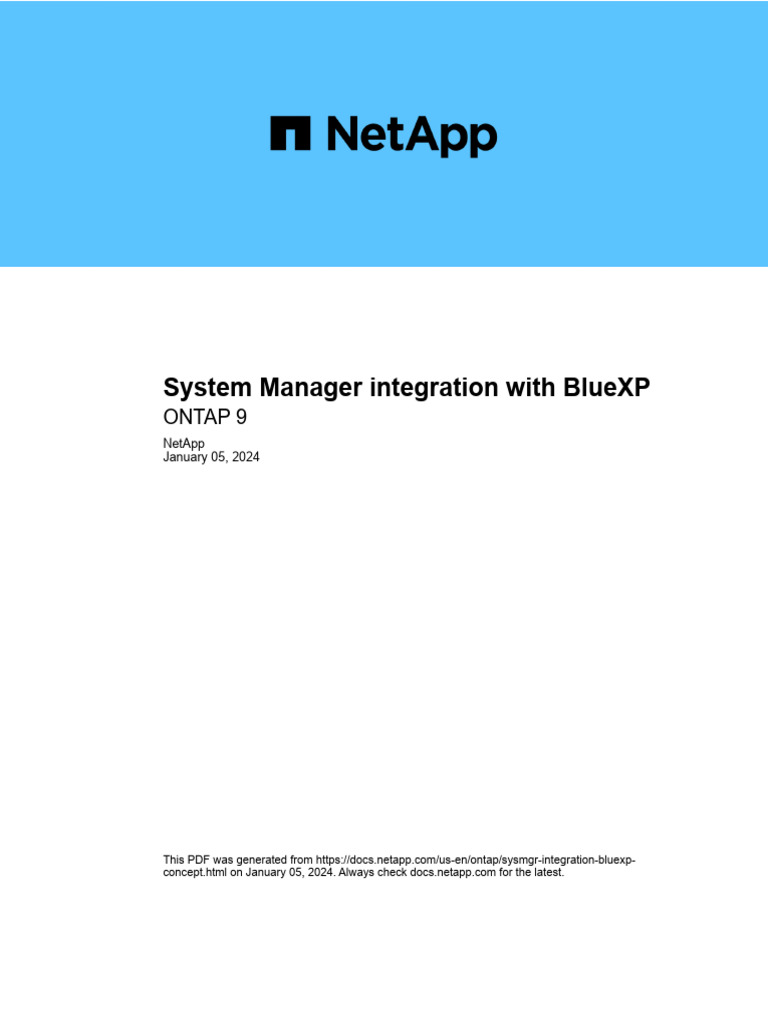 System Manager Integration With Bluexp Pdf