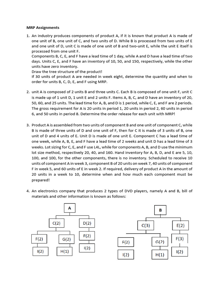 MRP Assignments | PDF