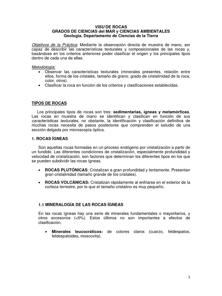 Guion Practica Rocas | PDF