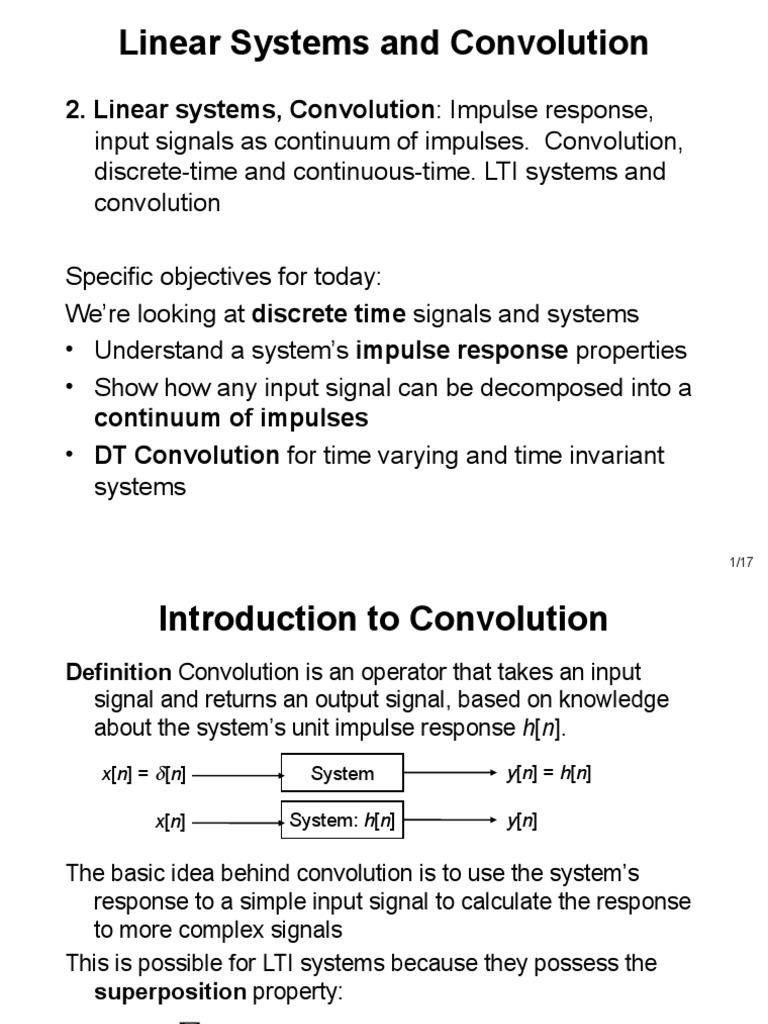 Linear Systems and Convolution Basics | PDF | Convolution | Electrical Engineering