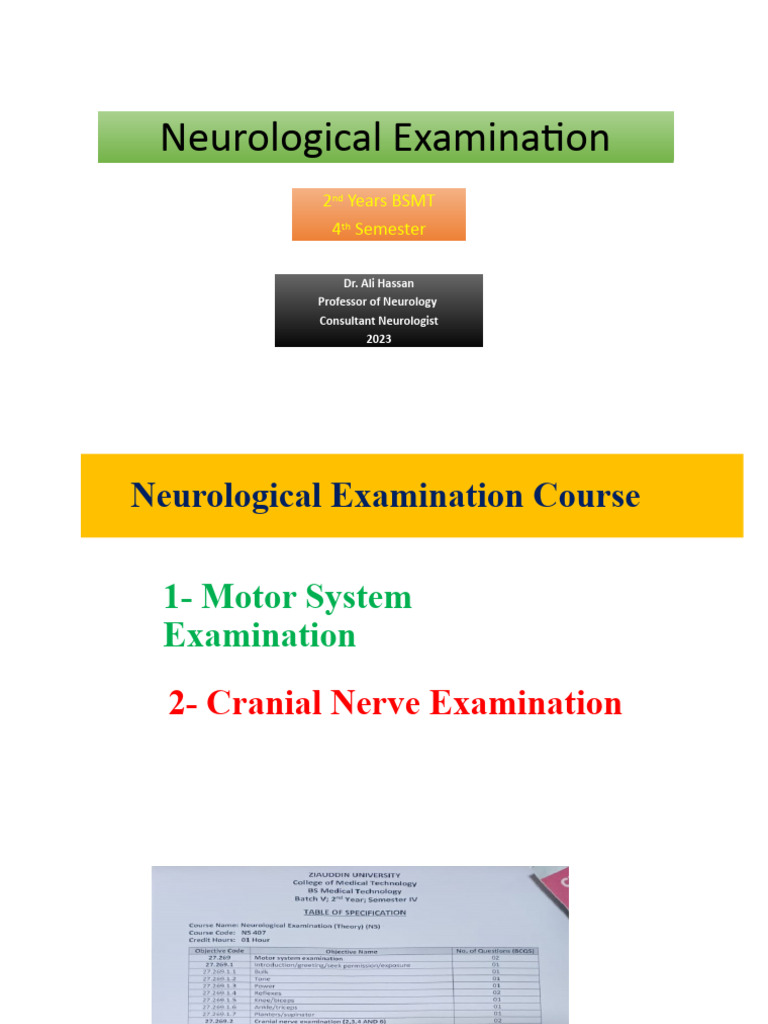 0 - Neurological Examination 2nd Yaar CNP | PDF
