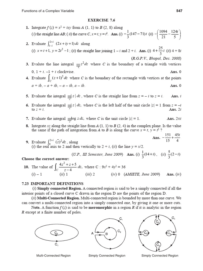15-11-2022 Lecture (Some Definitions and Cauchy_s Integral Theorem-Formula) | PDF
