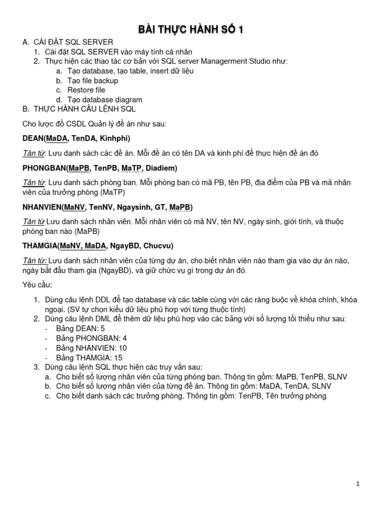 Thuchanh HQTCSDL | PDF