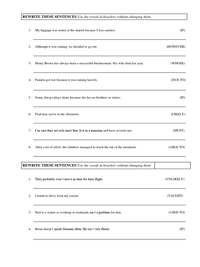 REWRITE THESE SENTENCES 5to 2024 | PDF