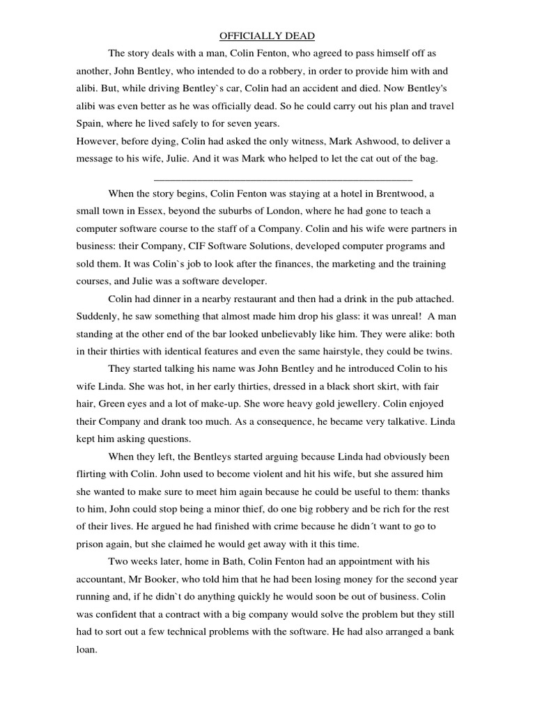 Officially Dead: Colin Fenton's Story | PDF