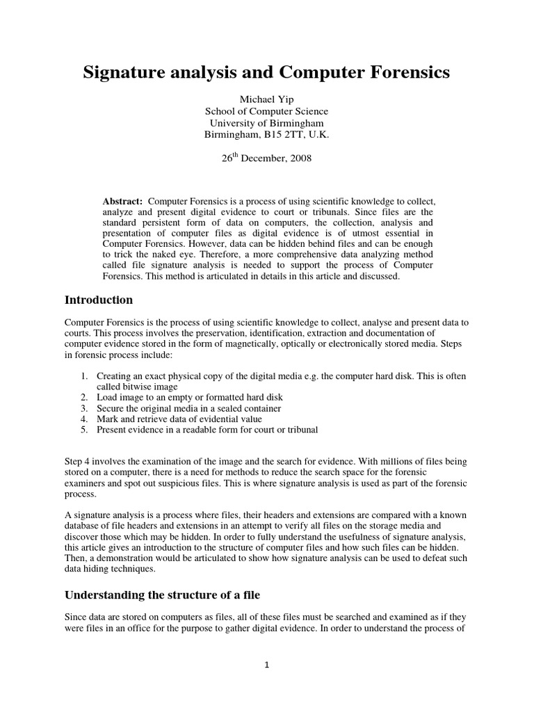 Signature Analysis and Computer Forensics | PDF