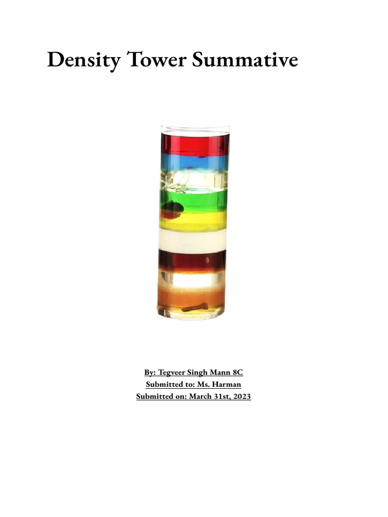 Density Tower Summative | PDF