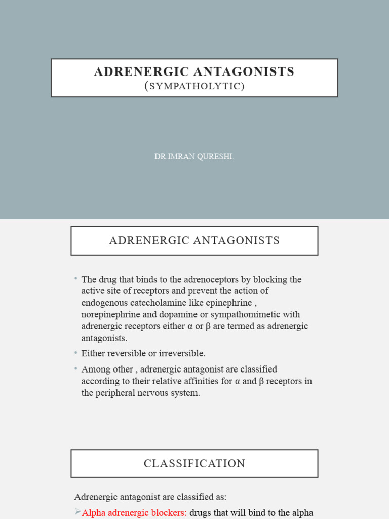 Adrenergic Antagonists | PDF