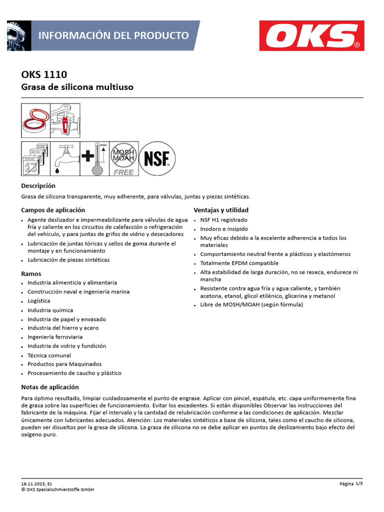 Pi Oks 1110 110645 Es | PDF | Silicona | Sector secundario de la economía