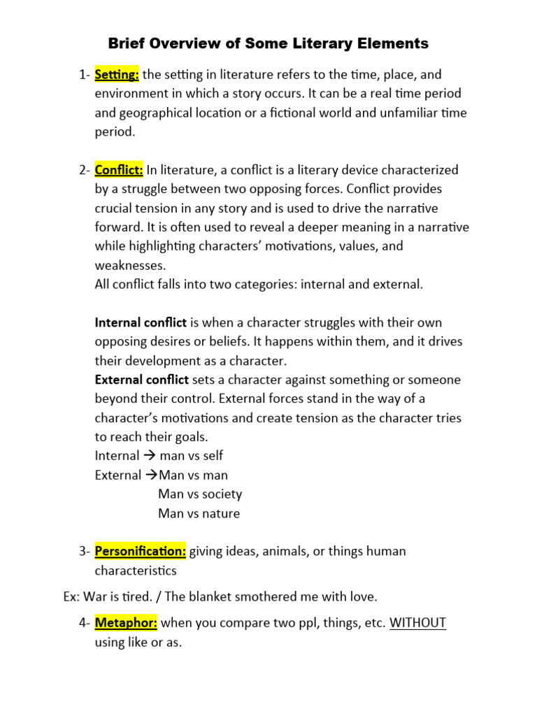 Key Literary Elements Explained | PDF | General Fiction