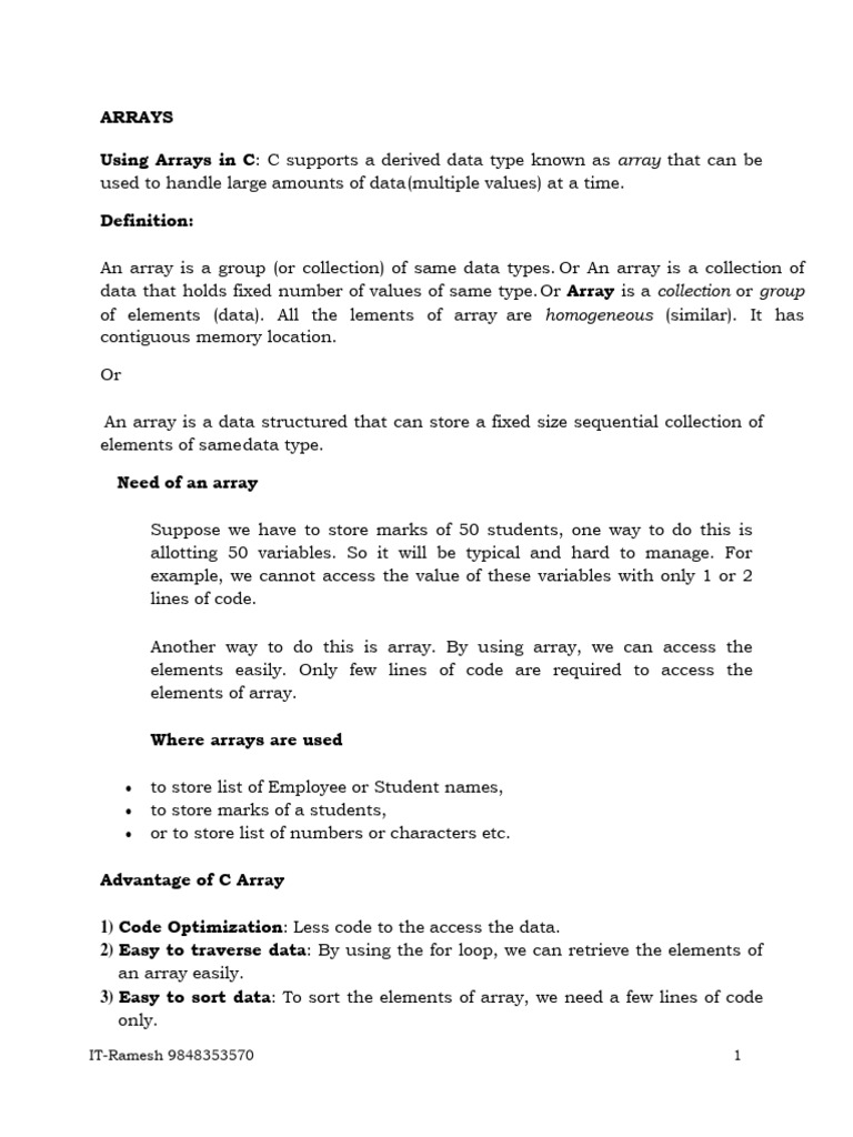 CP Arrays | PDF | Teaching Methods & Materials | Computers