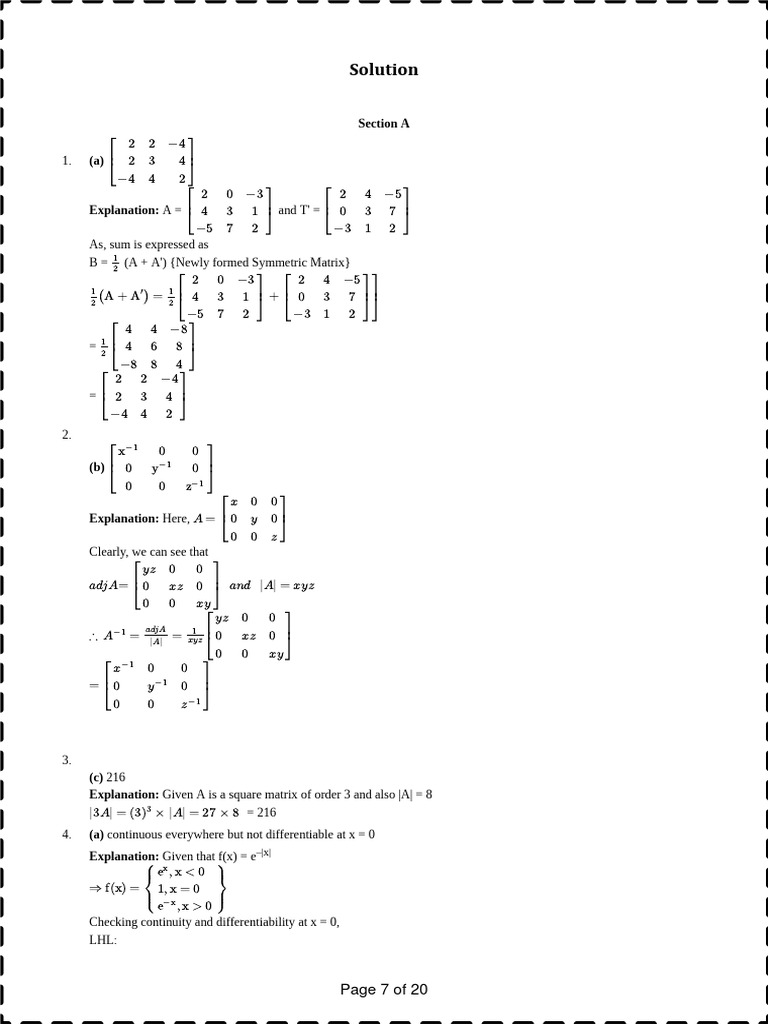 Mathematics Set 1 Solutions Pdf Inequality Mathematics