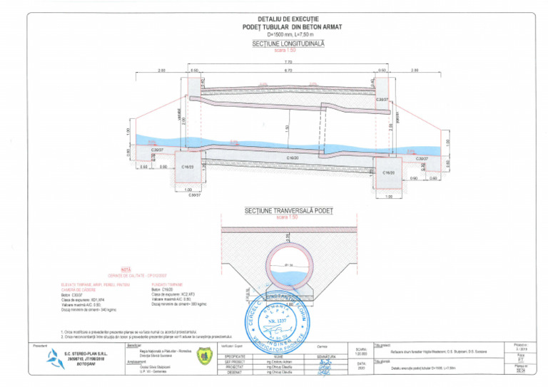 Detaliu podet tubular D 1500 mm, L=7,5 m | PDF