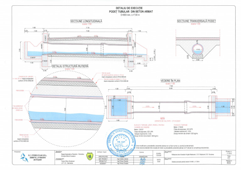 Detaliu Podet Tubular D 800 MM, L 7,5 M | PDF