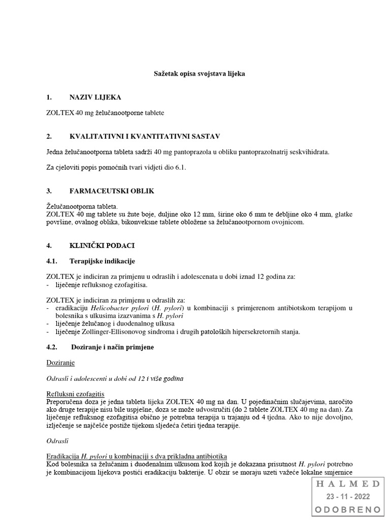 Zoltex 40mg SPC | PDF | Wellness