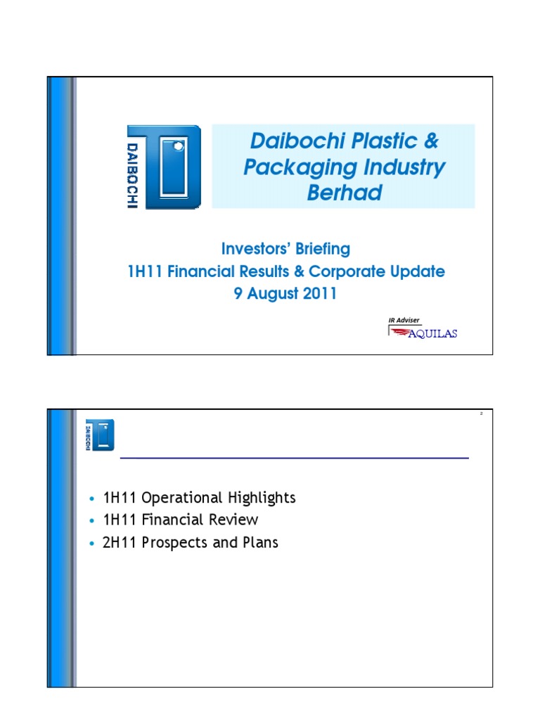 Daibochi 1H11Briefing Presentation Final 110805 | PDF | Dividend ...