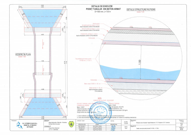 Detaliu Podet Tubular D 1500 MM, L 7,5 M | PDF